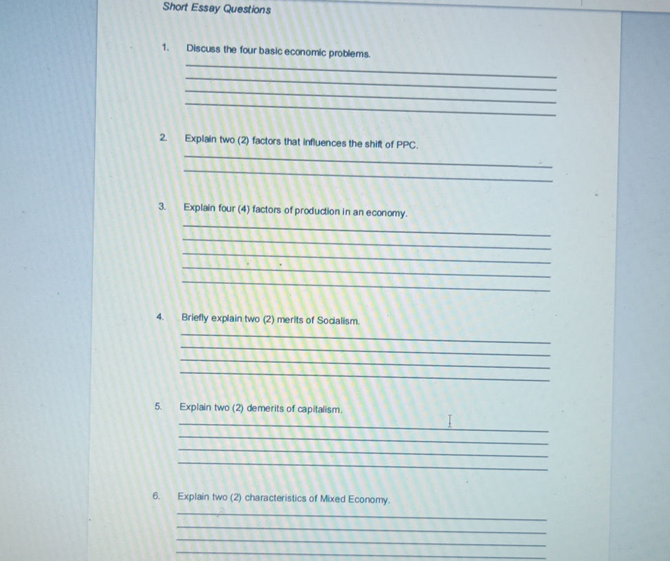 1. Discuss the four basic economic problems. | StudyX