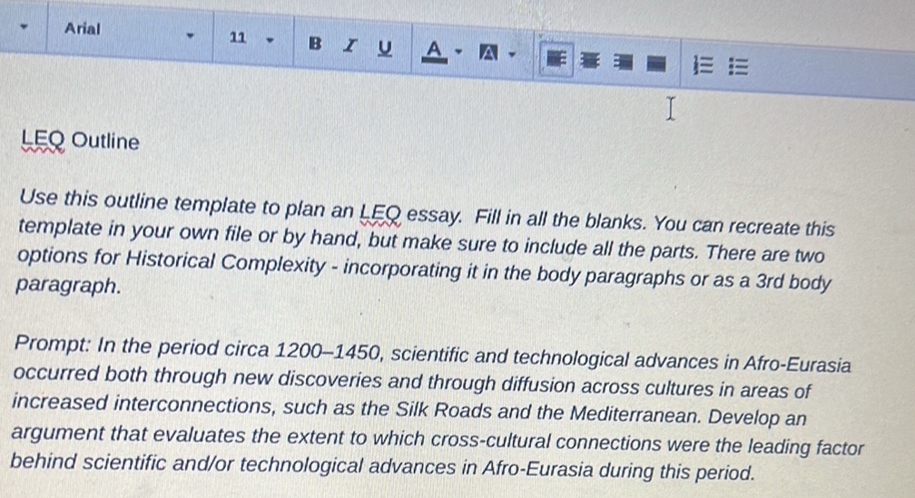 LEQ Outline Use this outline template to | StudyX