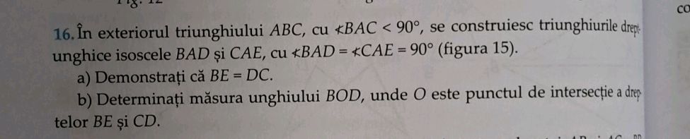 În exteriorul triunghiului ABC, cu $ BAC