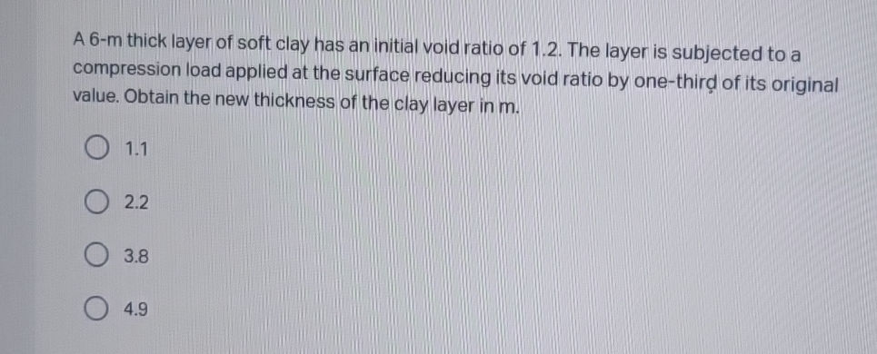 A 6-m thick layer of soft clay has an | StudyX