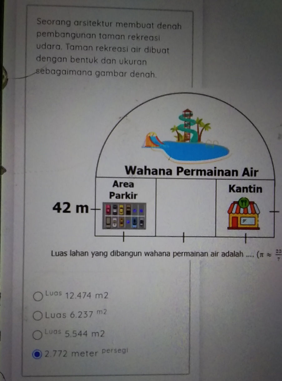 Luas lahan yang dibangun wahana permainan | StudyX