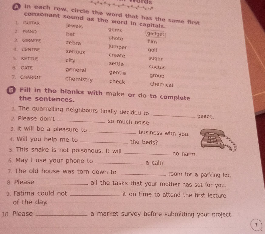 A. In each row, circle the word that has the | StudyX