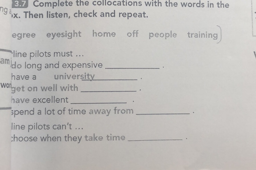 3.7 Complete the collocations with the words | StudyX