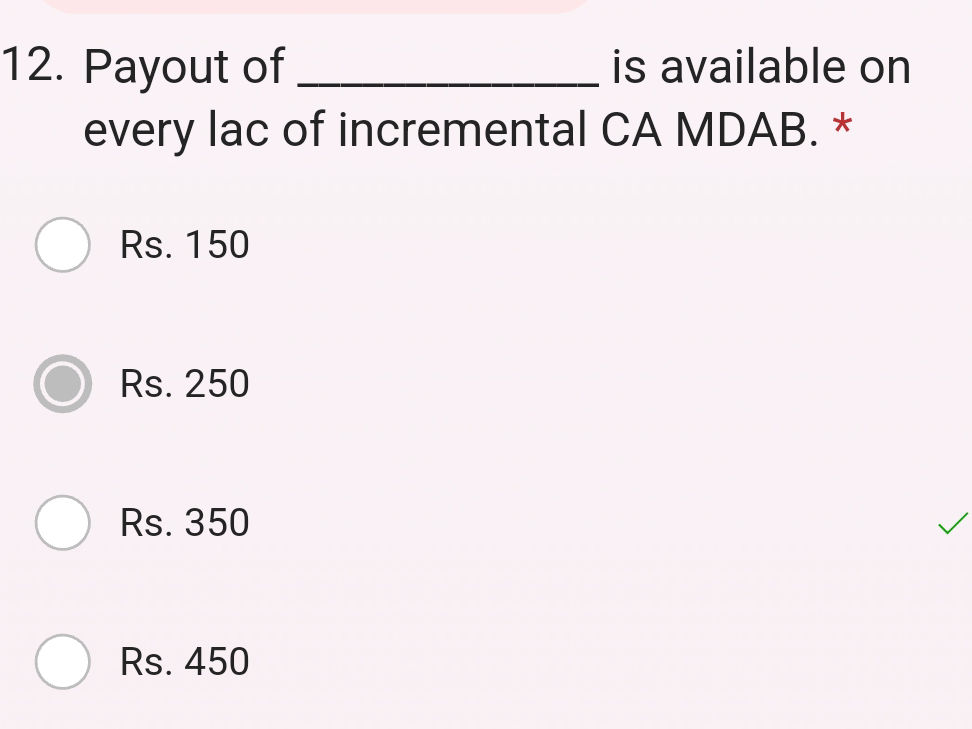 Payout of is available on every lac of