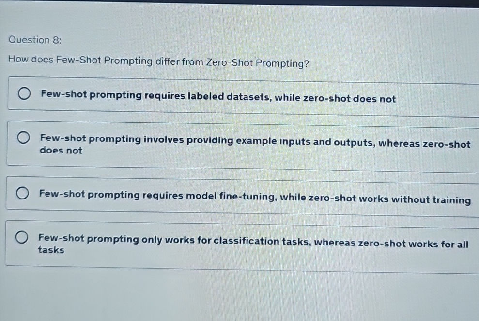Question 8: How does Few-Shot Prompting | StudyX