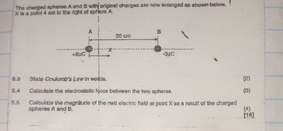 The charged spheres A and B with original | StudyX