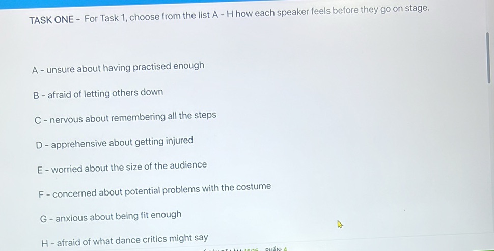 TASK ONE - For Task 1, choose from the list | StudyX