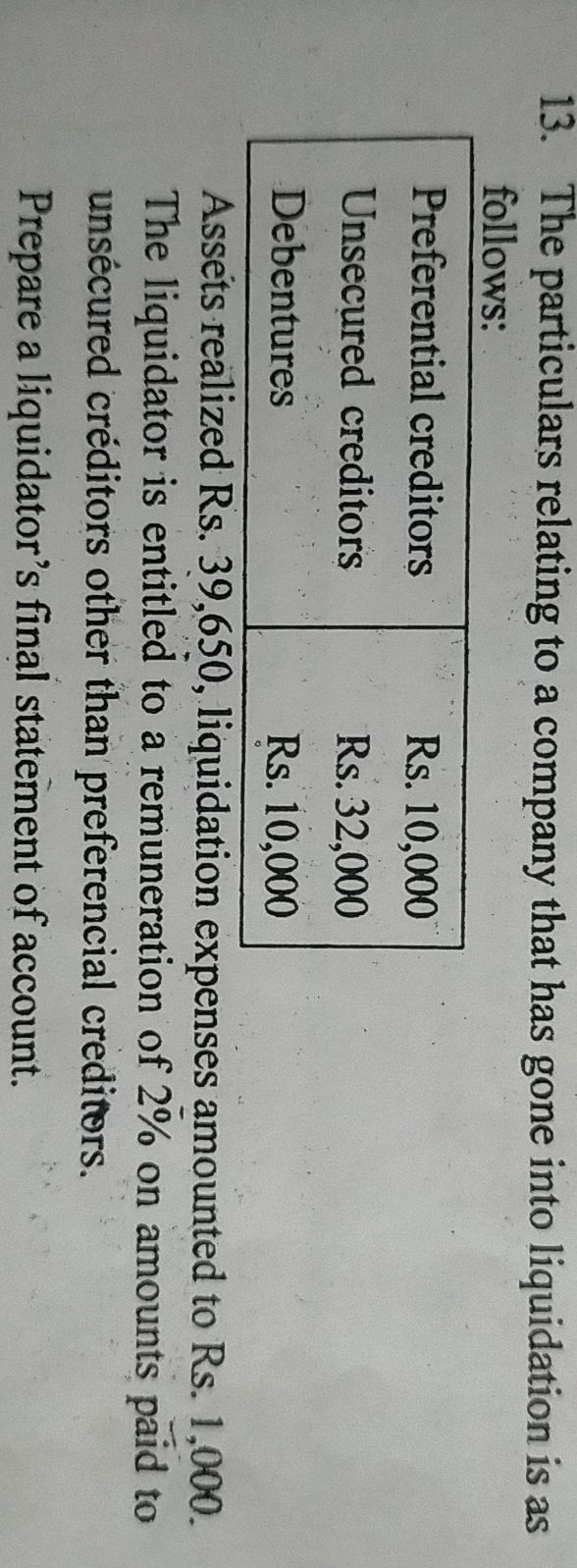 13. The particulars relating to a company | StudyX