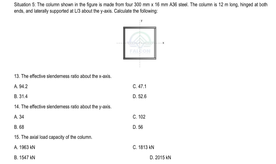 Situation 5: The column shown in the figure | StudyX