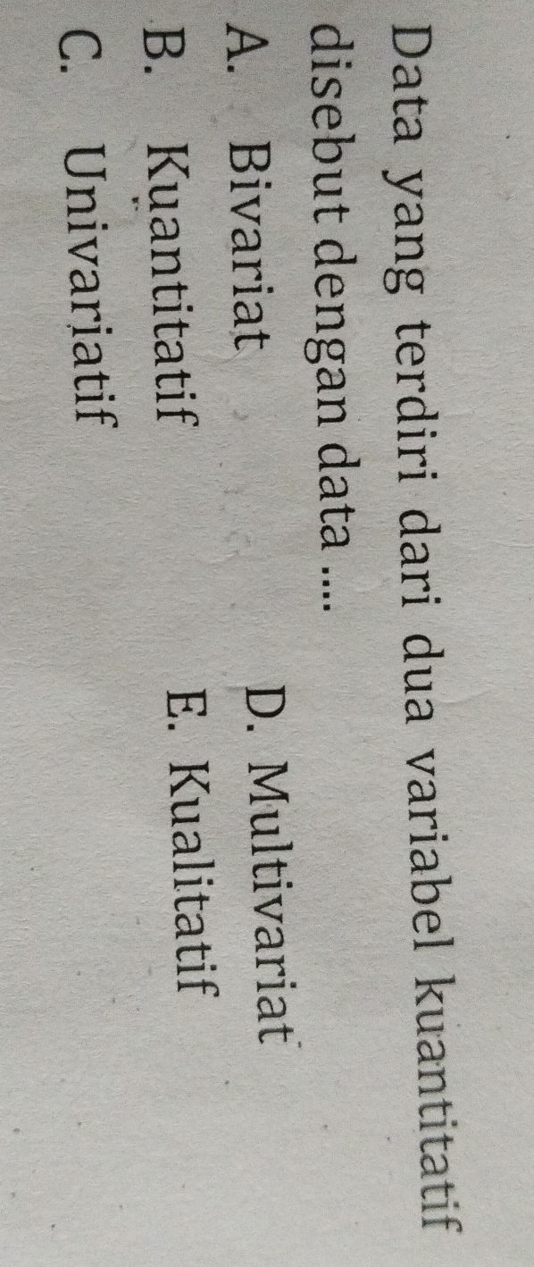 Data yang terdiri dari dua variabel | StudyX