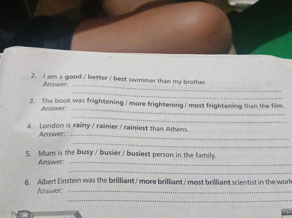 2. I am a good / better / best swimmer than | StudyX