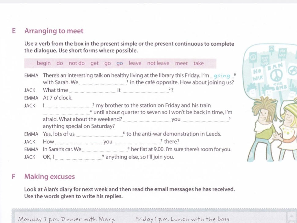 E Arranging to meet Use a verb from the box | StudyX