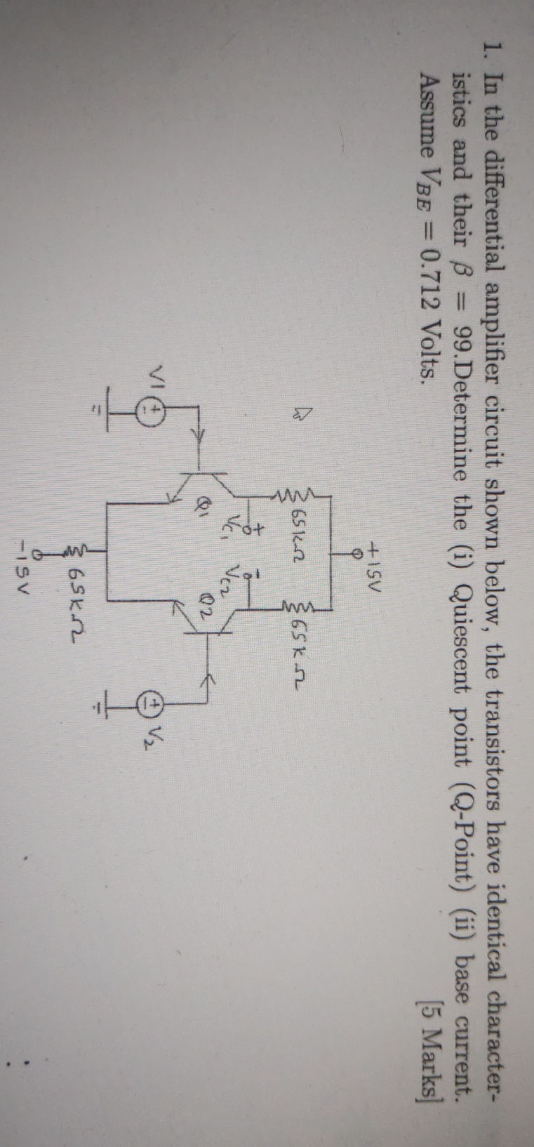 1. In the differential amplifier circuit | StudyX