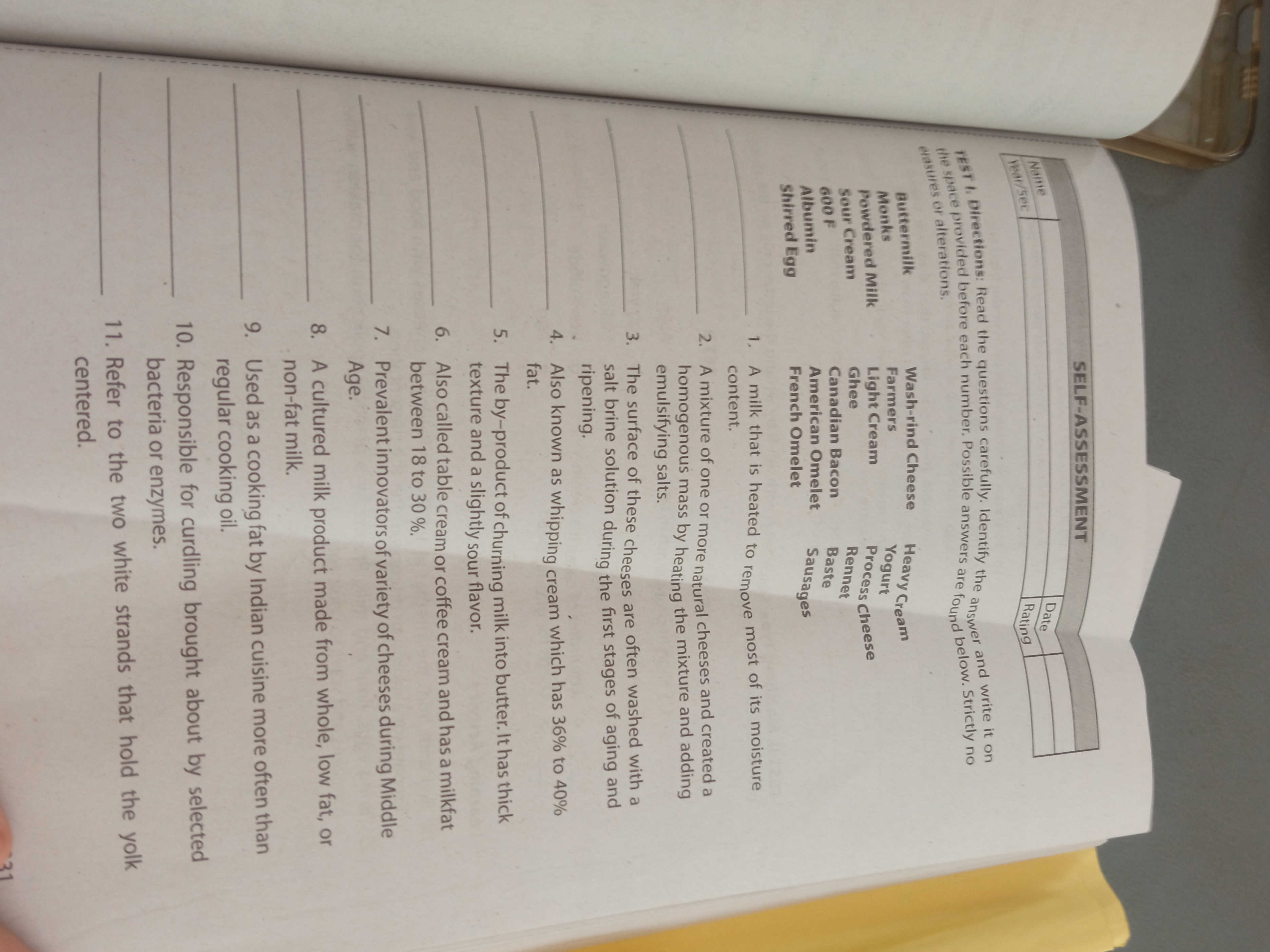TEST I. Directions: Read the questions | StudyX