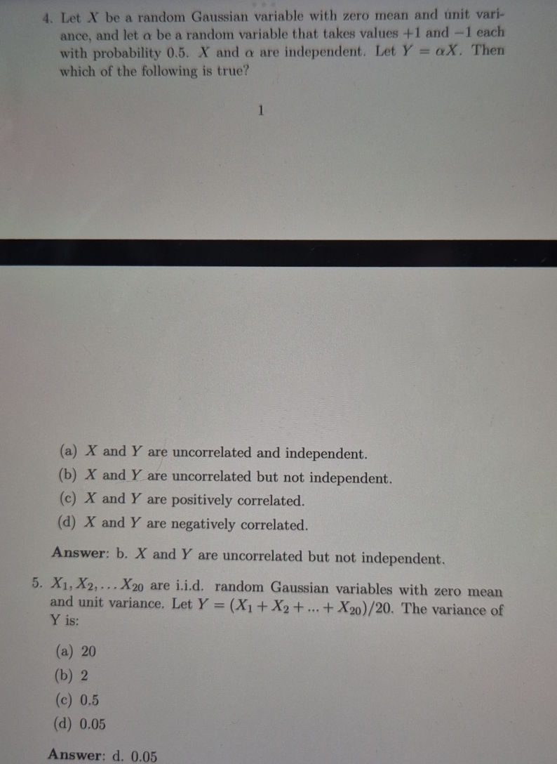 4. Let $X$ be a random Gaussian variable | StudyX
