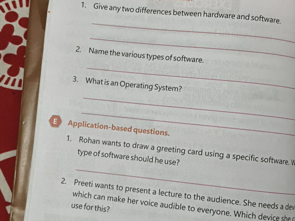 1. Give any two differences between hardware | StudyX