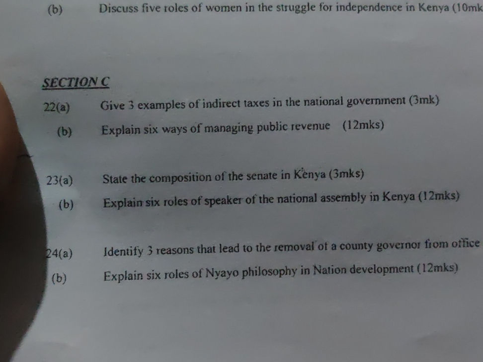 22(a) Give 3 examples of indirect taxes in | StudyX