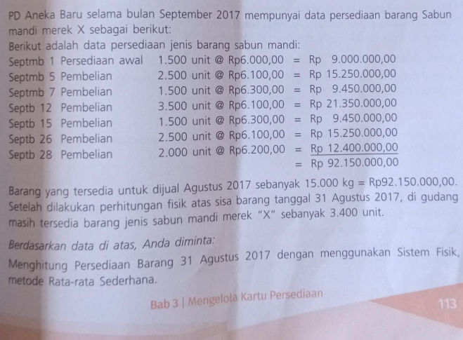 Berikut adalah data persediaan jenis barang | StudyX