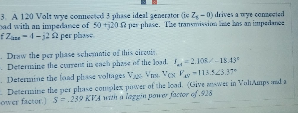 3. A 120 Volt wye connected 3 phase ideal | StudyX