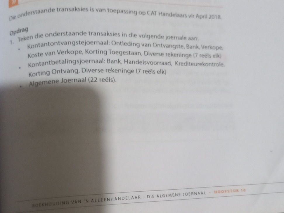 Die onderstaande transaksies is van | StudyX
