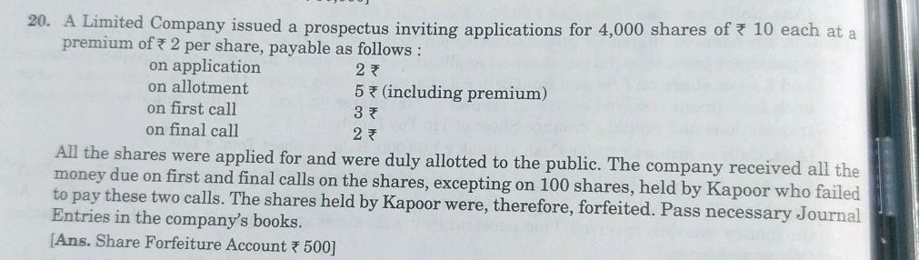 20. A Limited Company issued a prospectus | StudyX