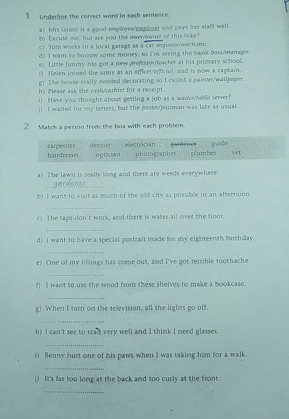 1 Underline the correct word in each | StudyX
