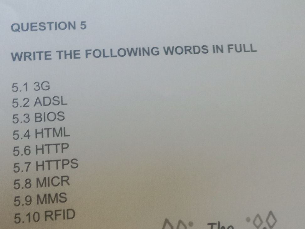 QUESTION 5 WRITE THE FOLLOWING WORDS IN | StudyX