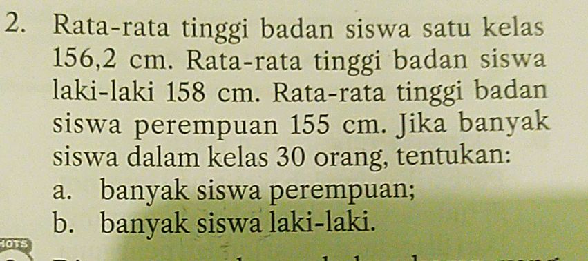 2. Rata-rata tinggi badan siswa satu kelas | StudyX