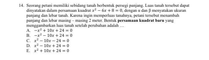 14. Seorang petani memiliki sebidang tanah | StudyX