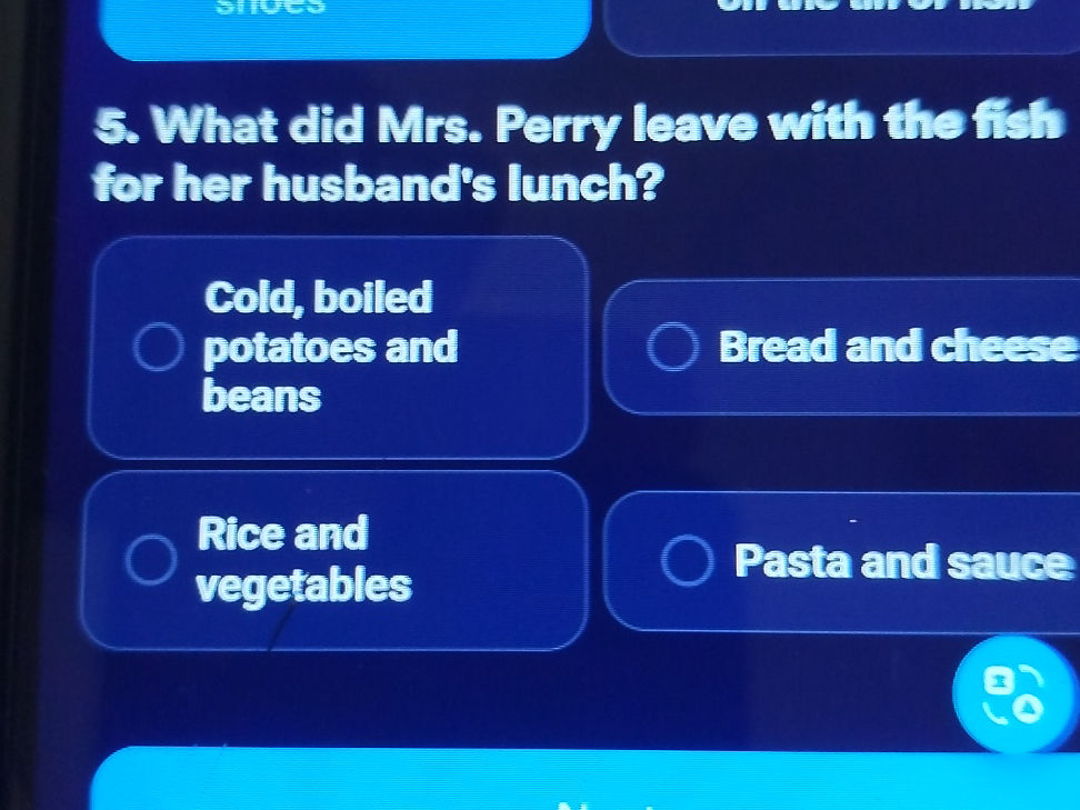 5. What did Mrs. Perry leave with the fish | StudyX