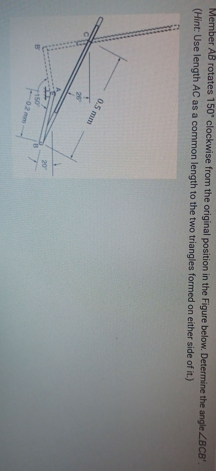 Member AB rotates 150° clockwise from the | StudyX