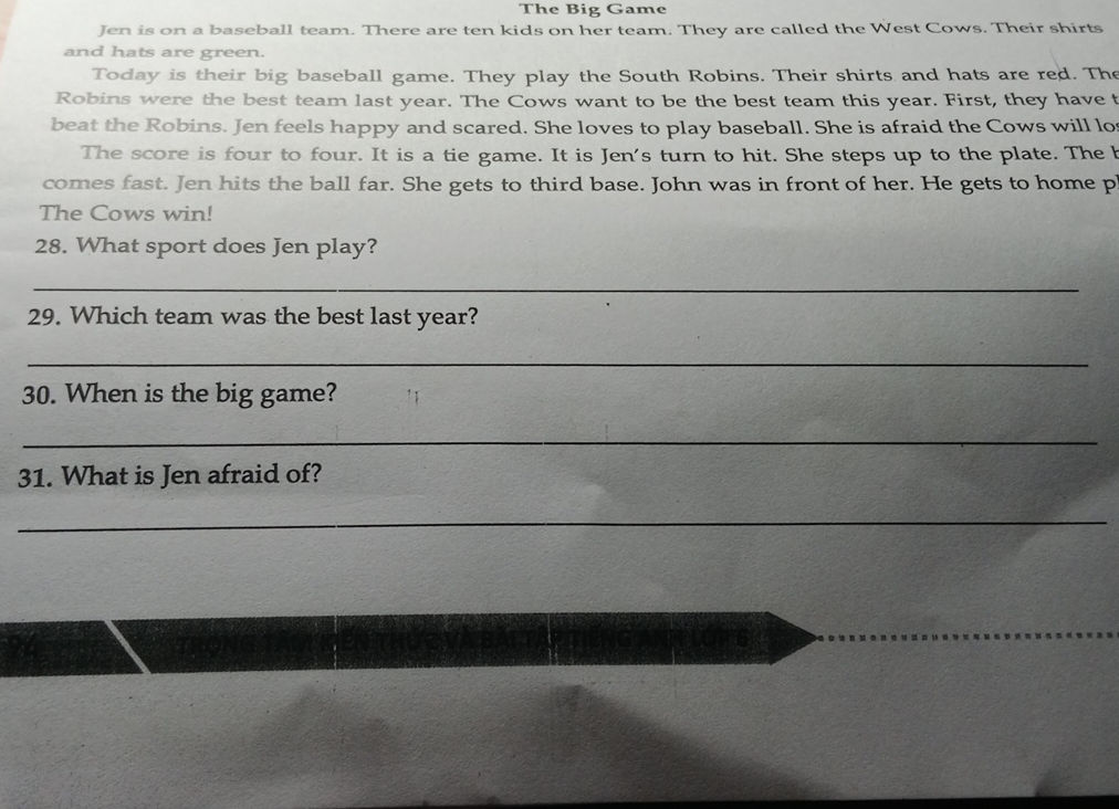 28. What sport does Jen play? 29. Which | StudyX