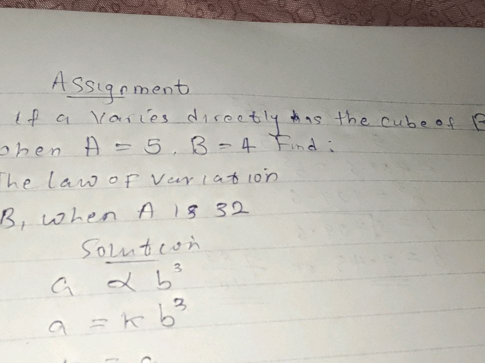 If a varies directly as the cube of B when A | StudyX