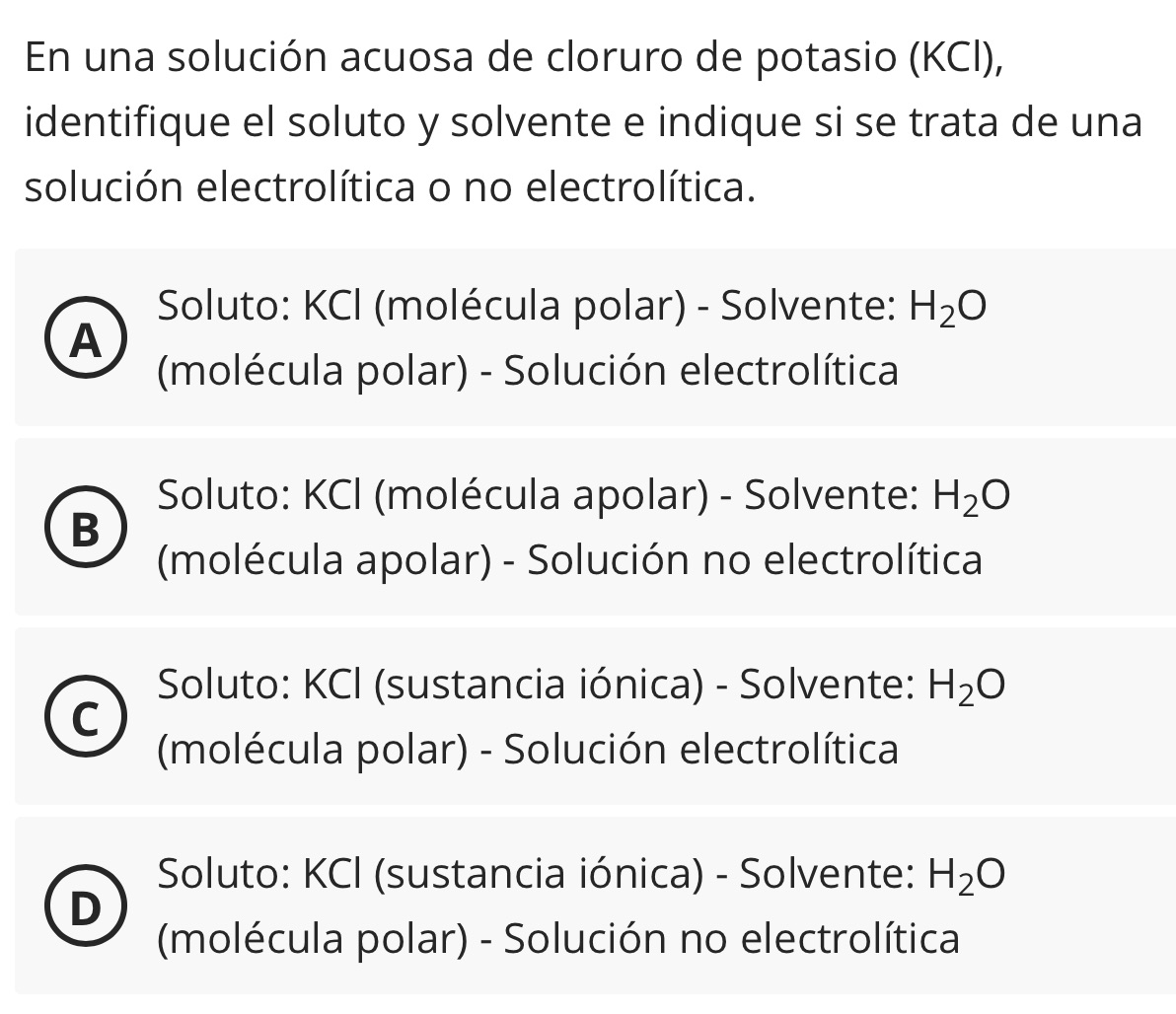 En una solución acuosa de cloruro de potasio | StudyX