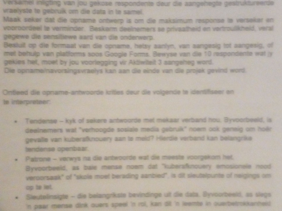 Versamel inligting van jou gekose | StudyX