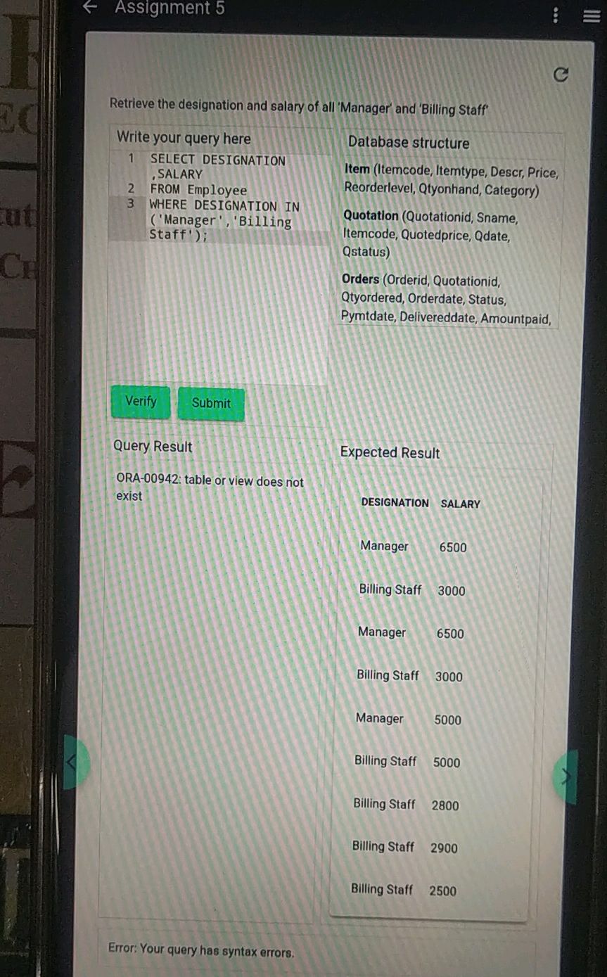 Retrieve the designation and salary of all | StudyX