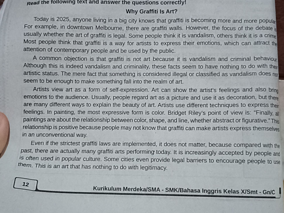 Read the following text and answer the | StudyX