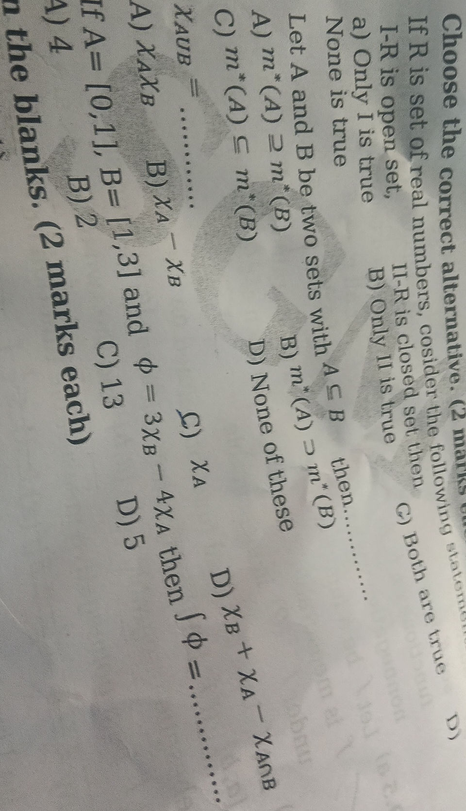 Choose the correct alternative. (2 marks | StudyX