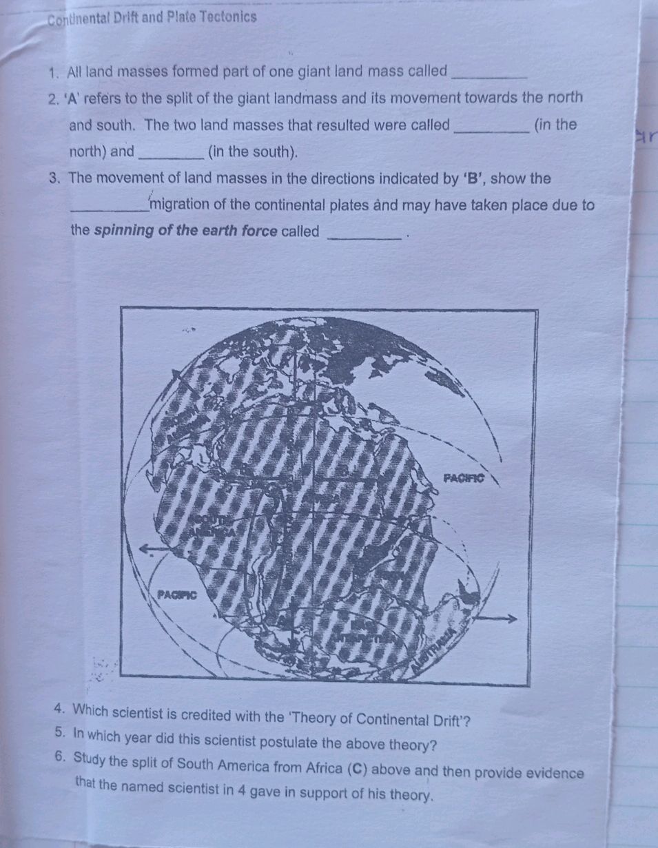 1. All land masses formed part of one giant | StudyX