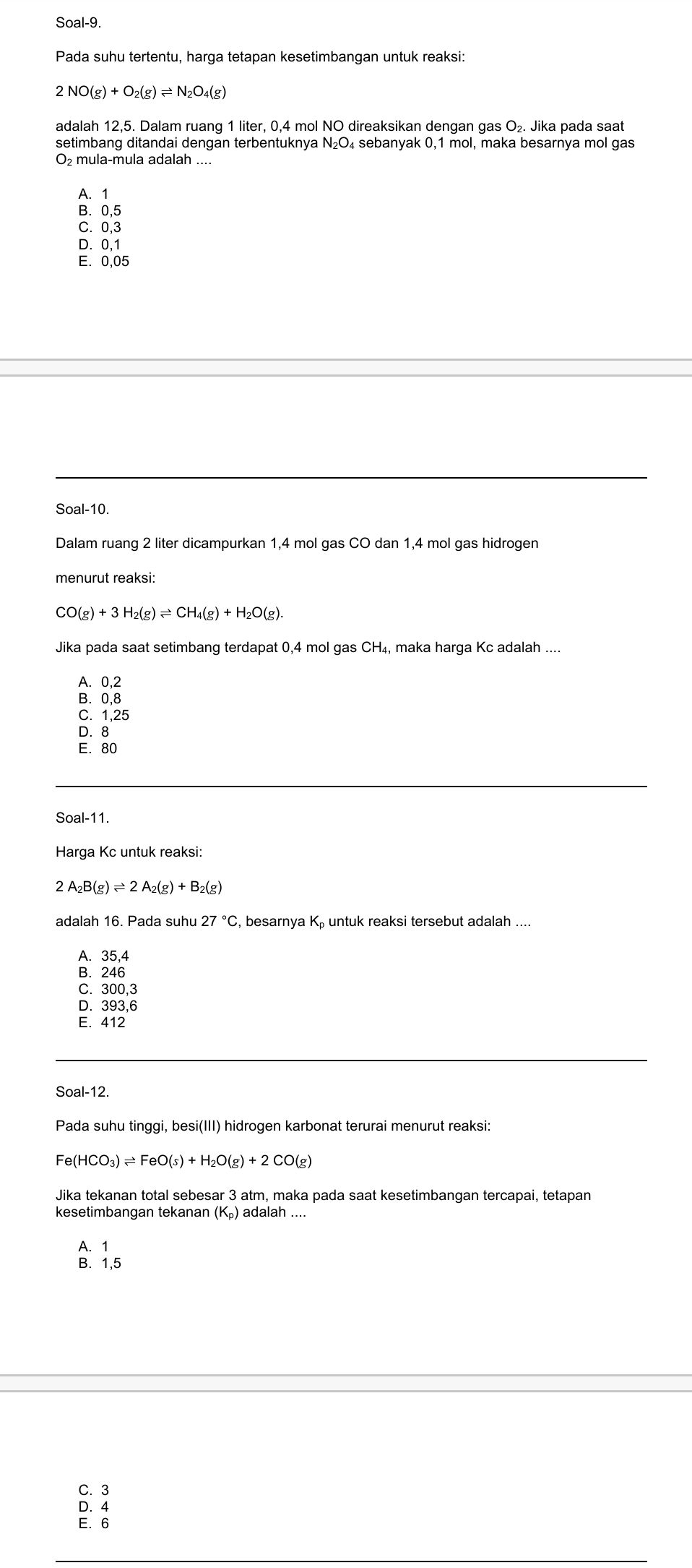 Soal-9. Pada suhu tertentu, harga tetapan | StudyX