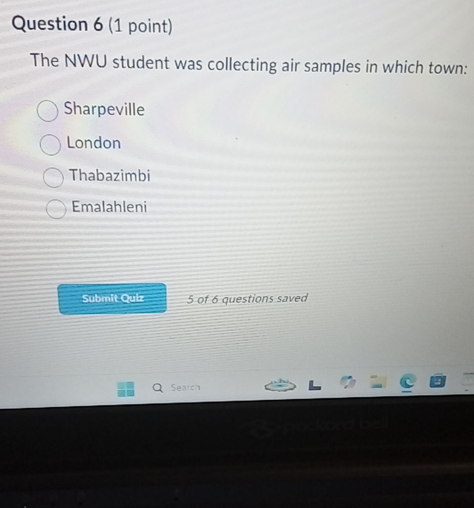 Question 6 (1 point) The NWU student was | StudyX