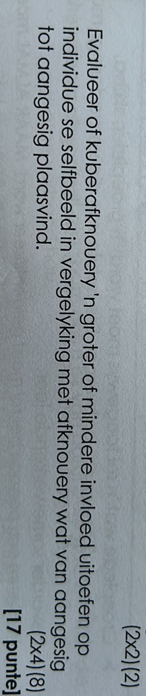 Evalueer of kuberafknouery 'n groter of | StudyX