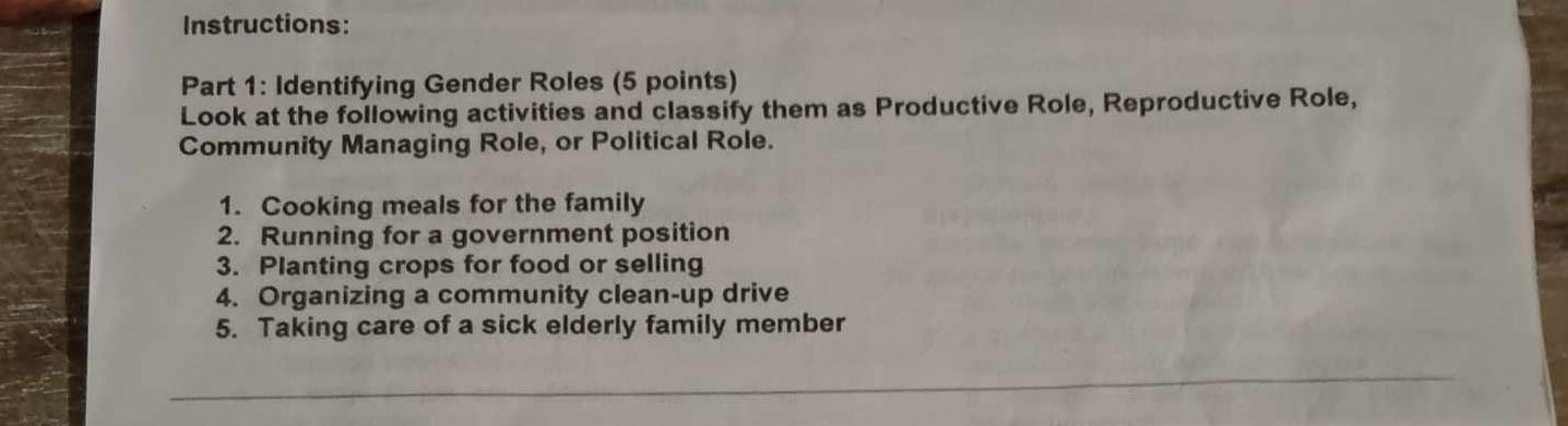 Look at the following activities and | StudyX