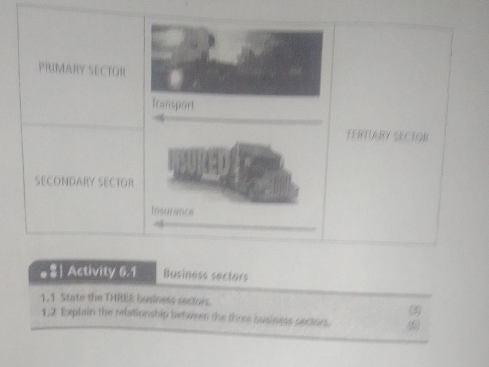 1.1 State the THREE business sectors. 1.2 | StudyX