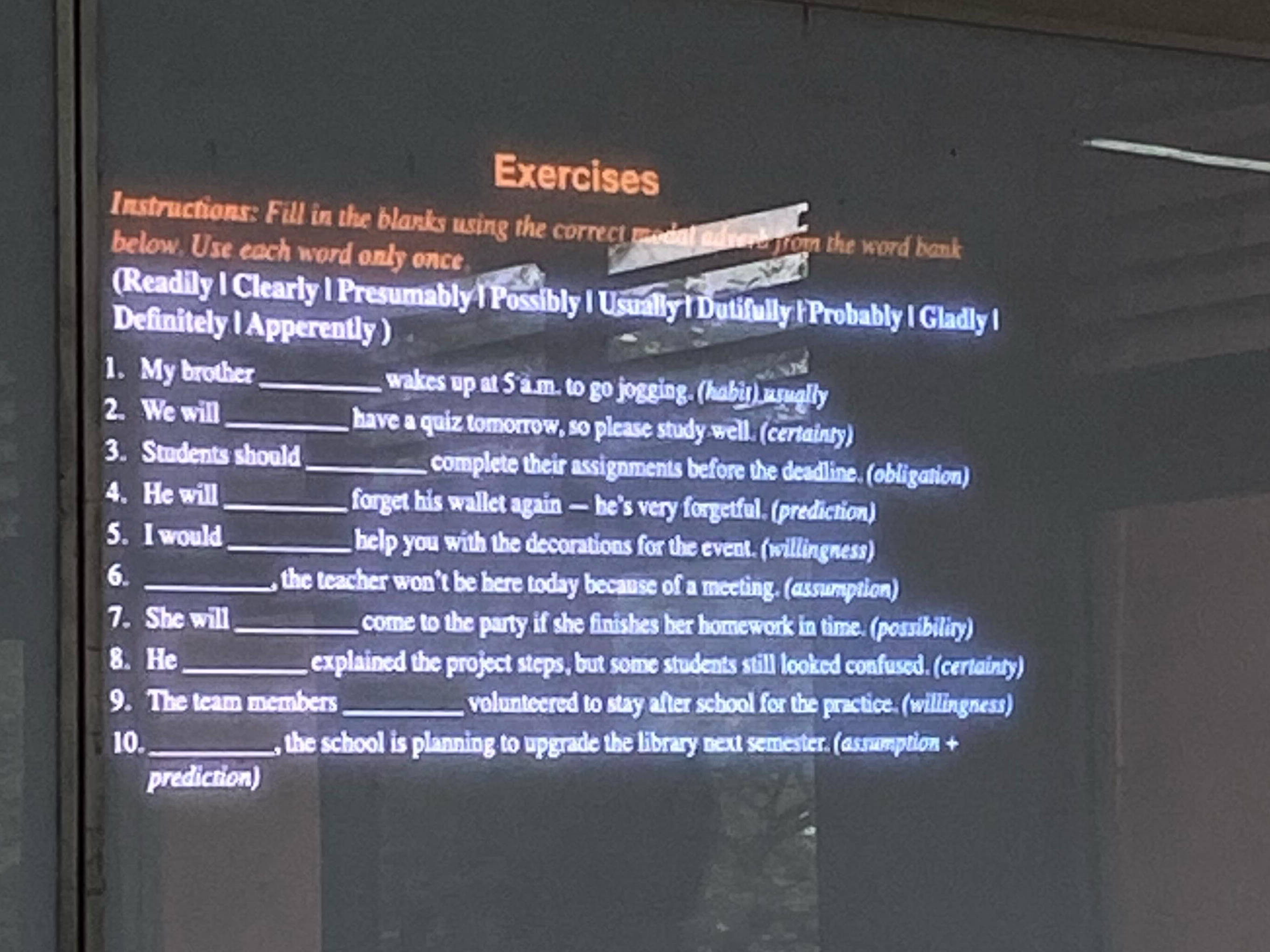 Exercises Instructions: Fill in the blanks | StudyX