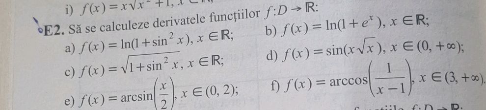 E2. Să se calculeze derivatele funcțiilor | StudyX