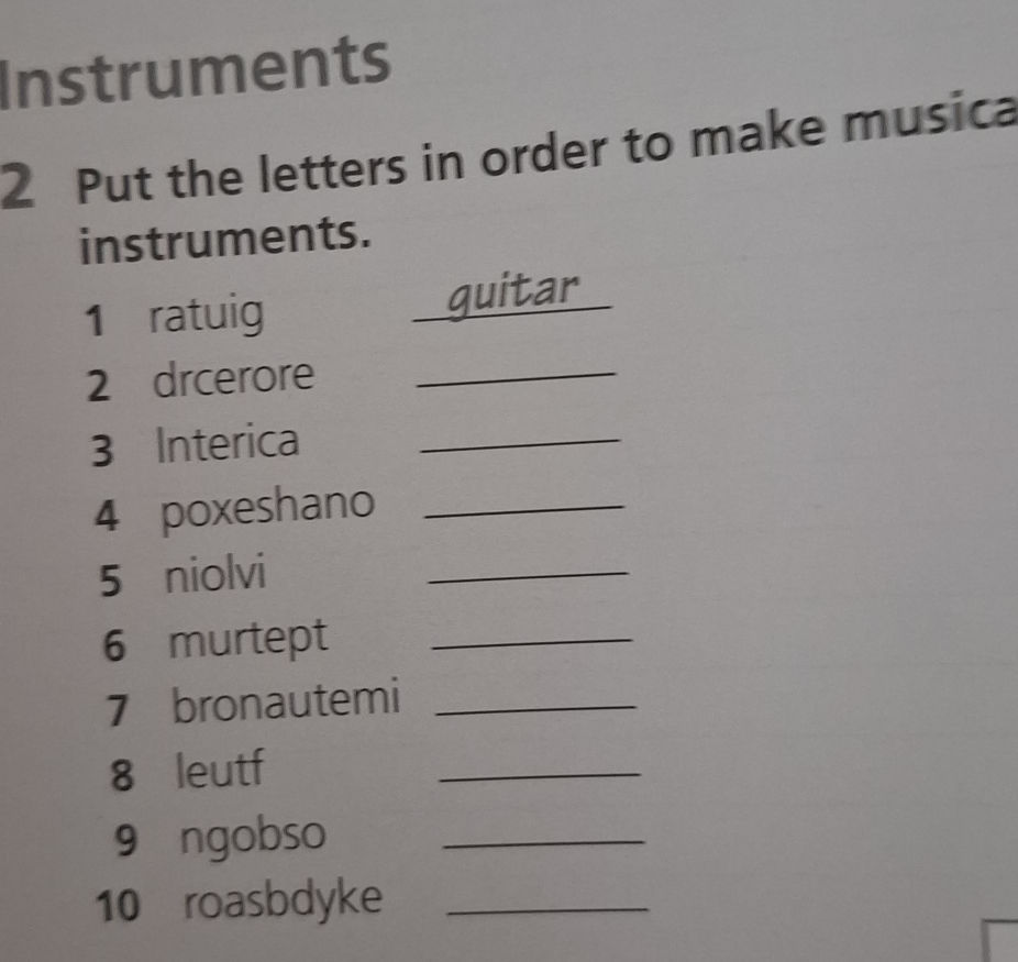 2 Put the letters in order to make musical | StudyX