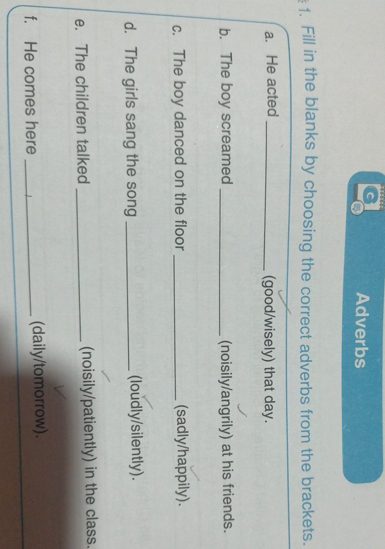 1. Fill in the blanks by choosing the | StudyX