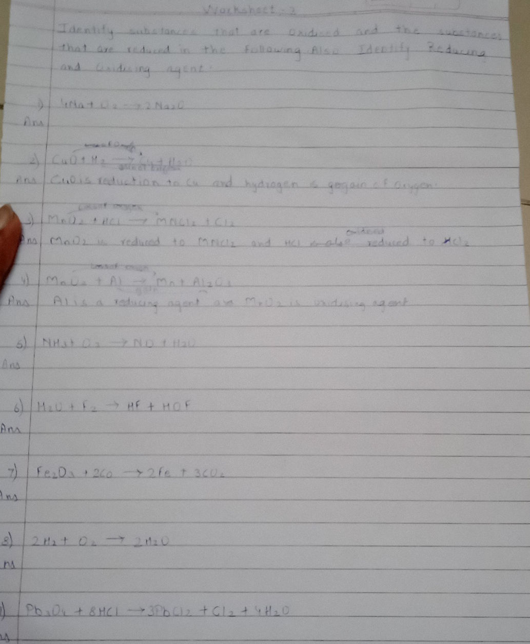 Identify substances that are oxidized and | StudyX