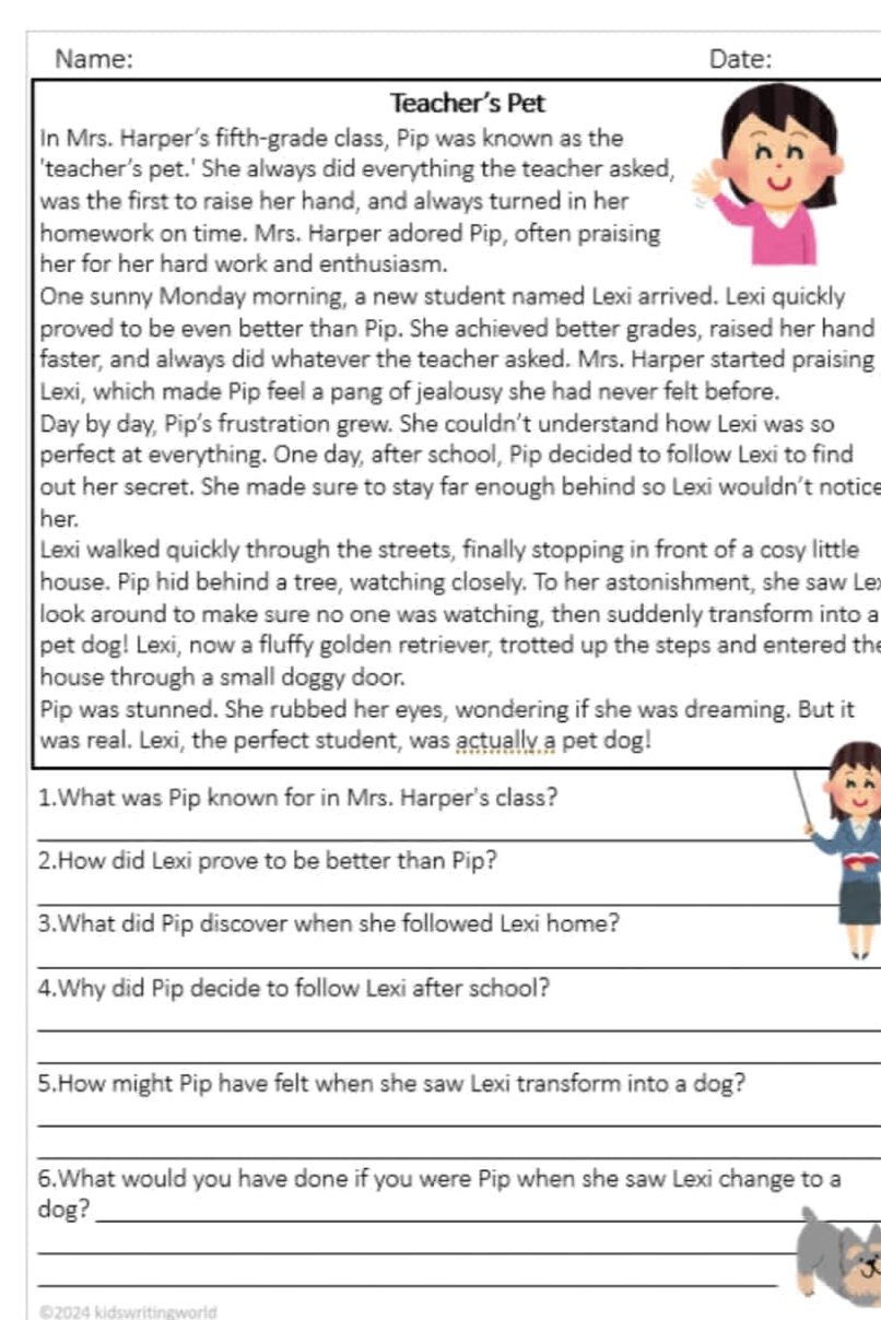 1. What was Pip known for in Mrs. Harper's | StudyX